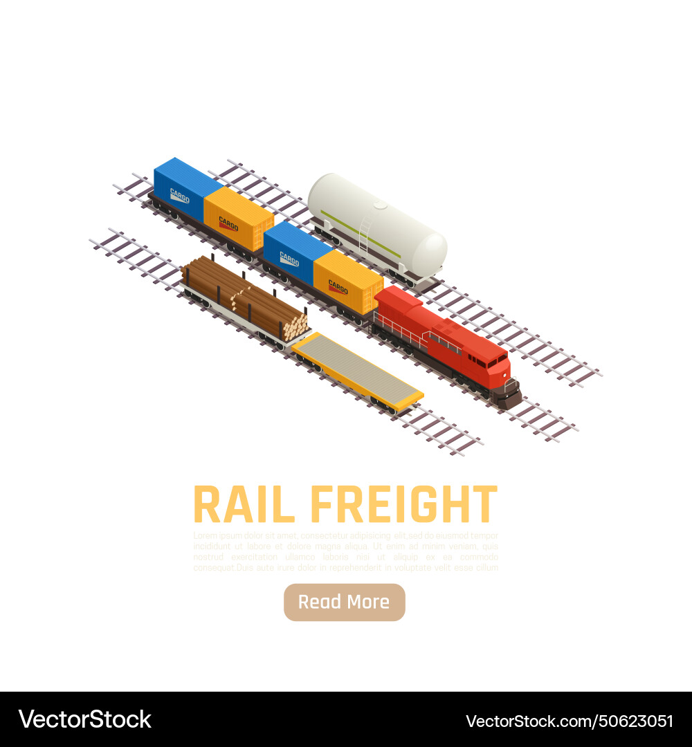 Isometric freight train background Royalty Free Vector Image