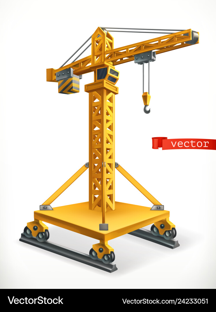 Jib Crane 3D Icon - Lifting Equipment Royalty Free Vector