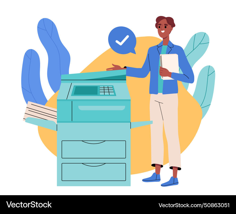 Man with printer Royalty Free Vector Image - VectorStock