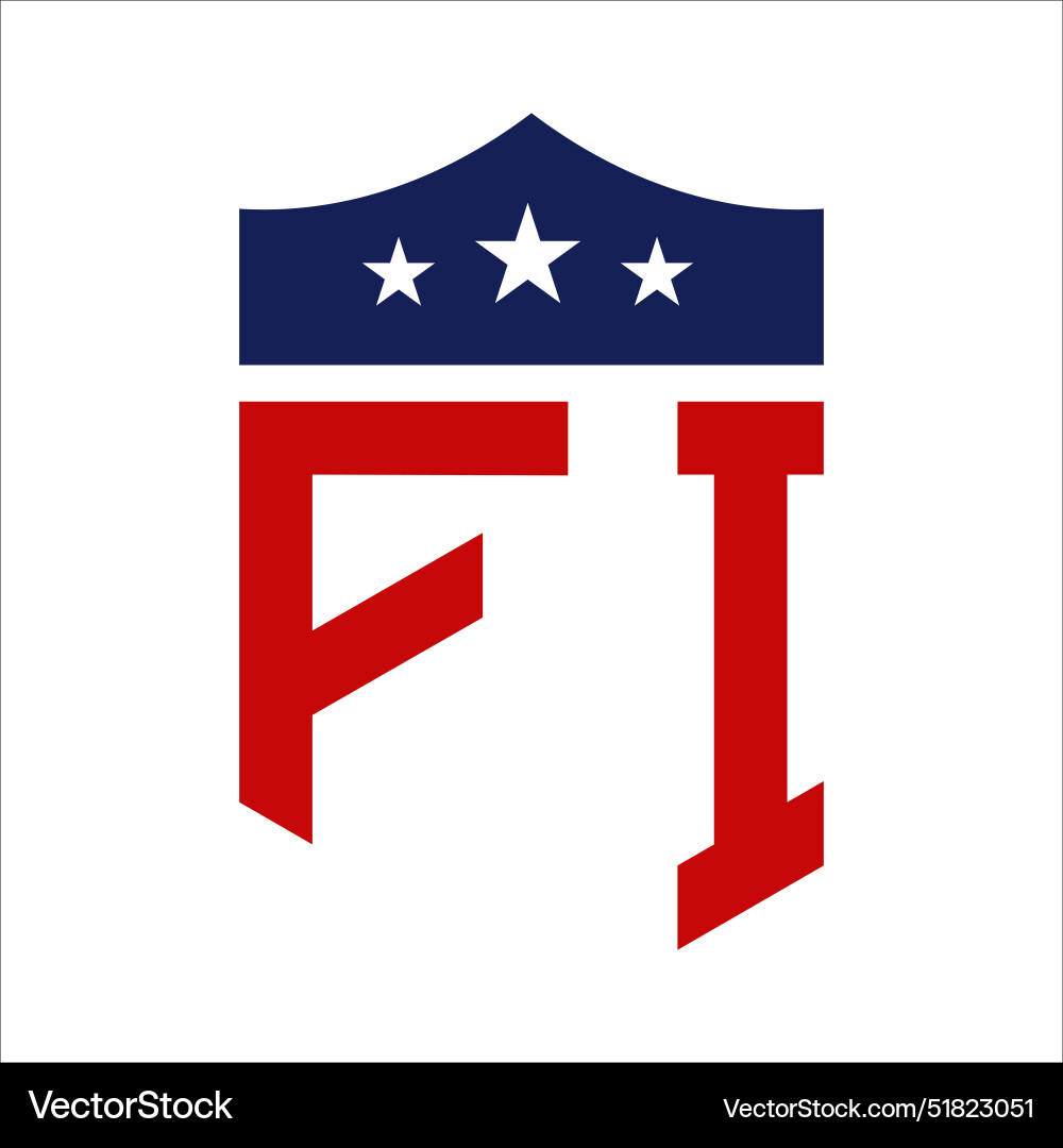 Patriotic fi logo design letter Royalty Free Vector Image
