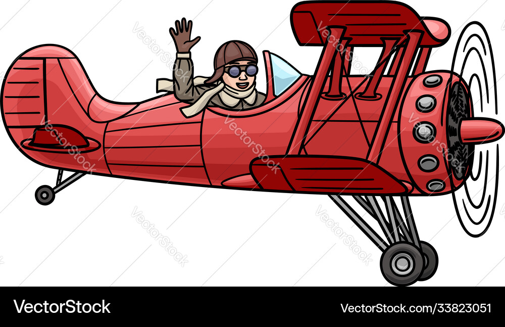 Red biplane flying in air isolated Royalty Free Vector Image