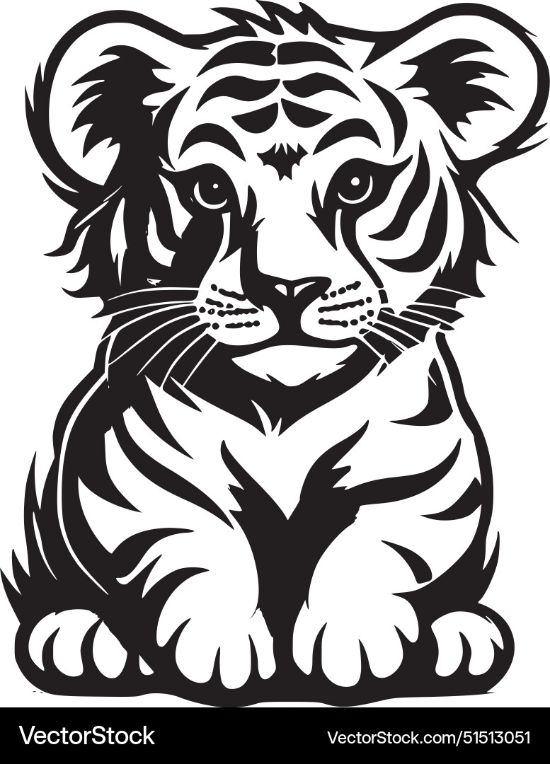 Tiger baby - minimalist and flat logo Royalty Free Vector