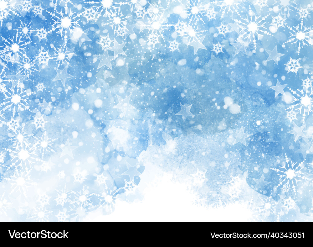Watercolor christmas snowflake background Vector Image