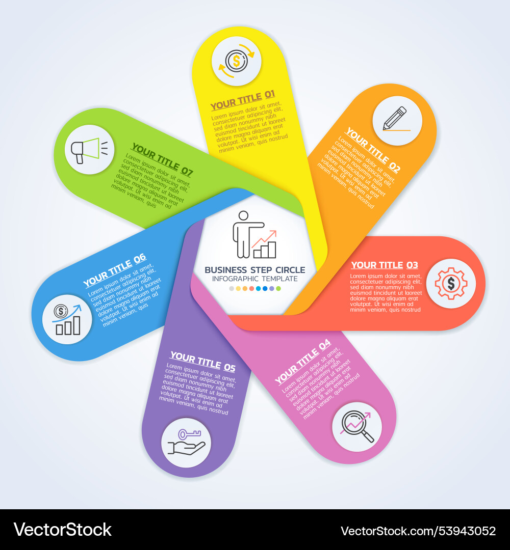 7 step business infographic diagram template Vector Image