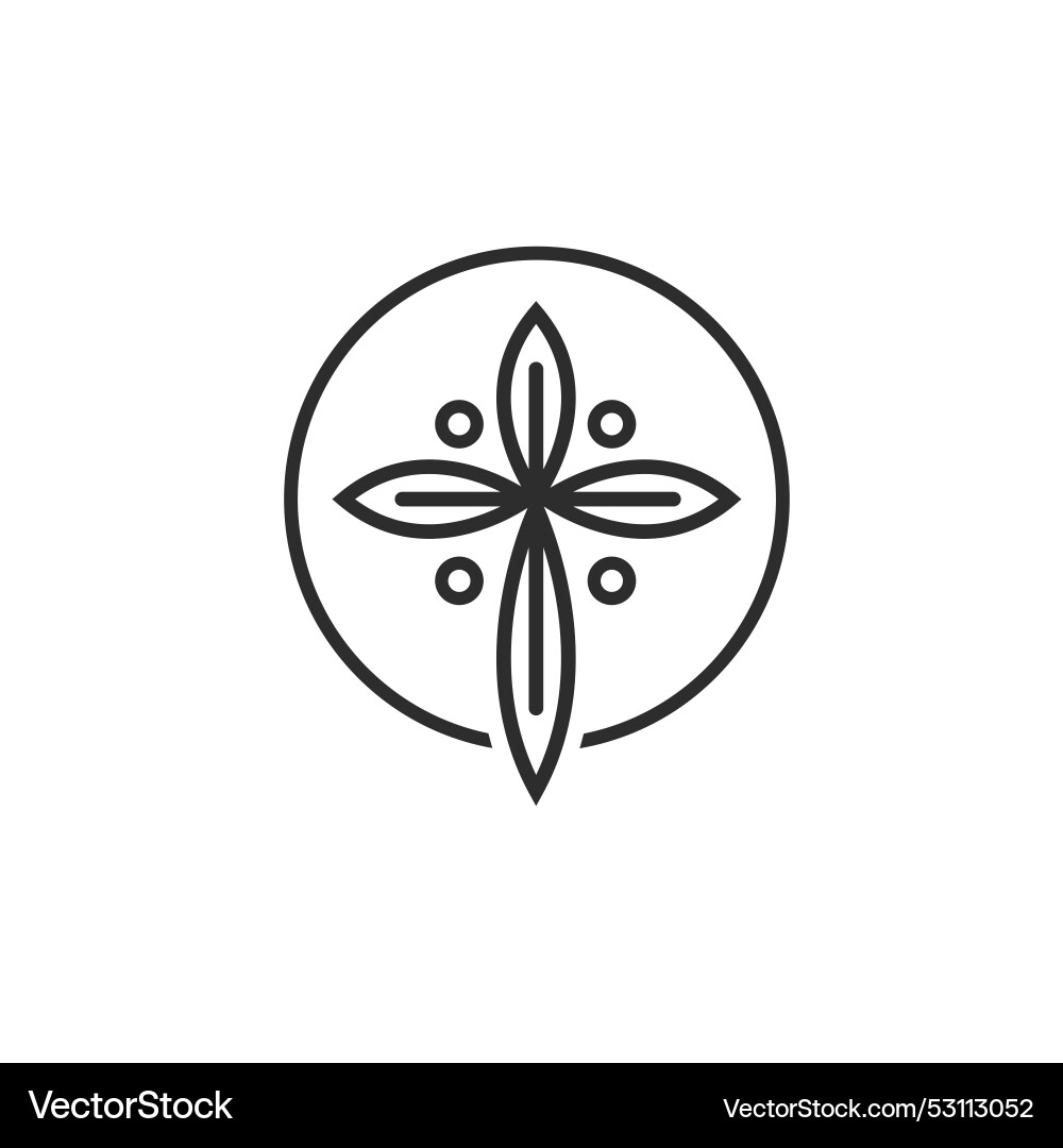 Church leaf cross icon concept design template Vector Image
