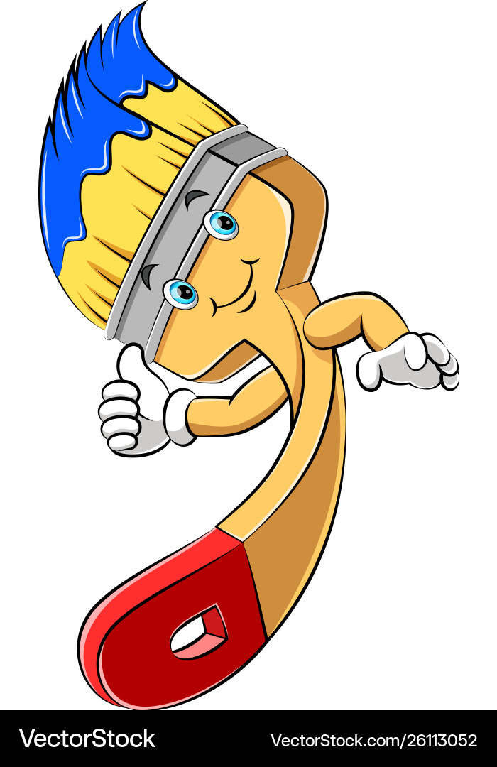 Happy Paint Brush Mascot Royalty Free Vector Image