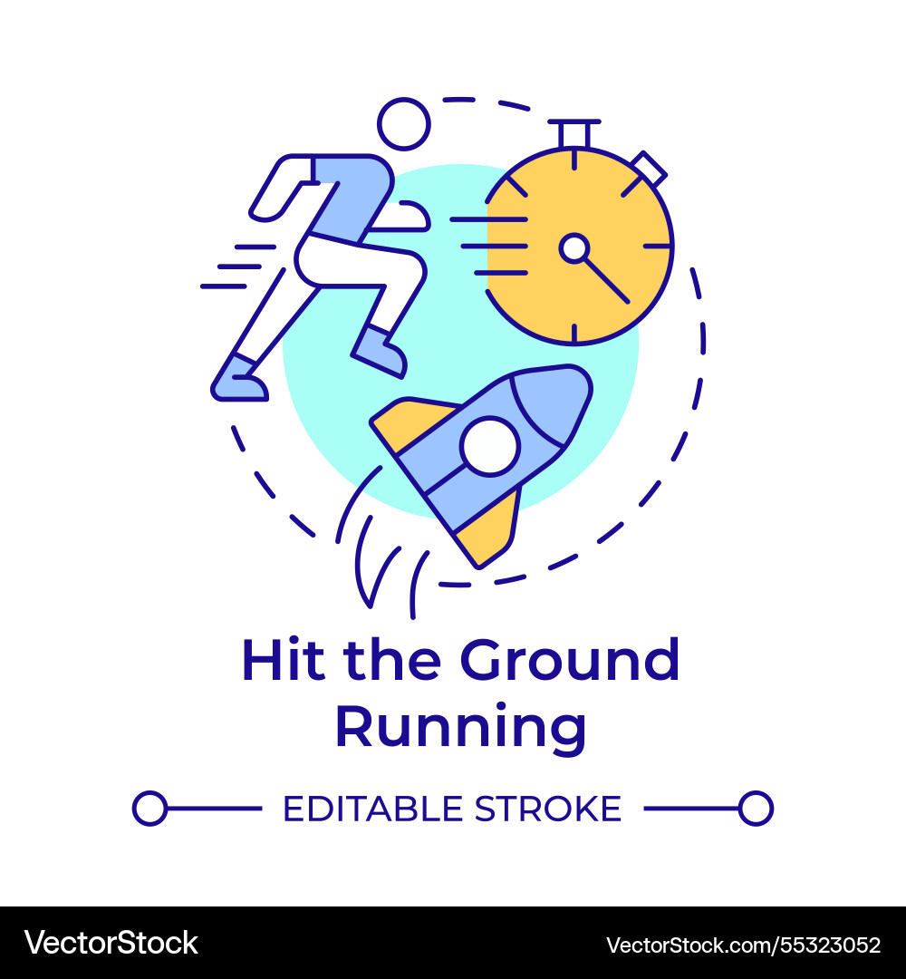 Hit ground running multi color concept icon Vector Image