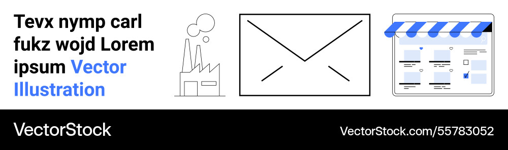 Industrial factory envelope and online Royalty Free Vector