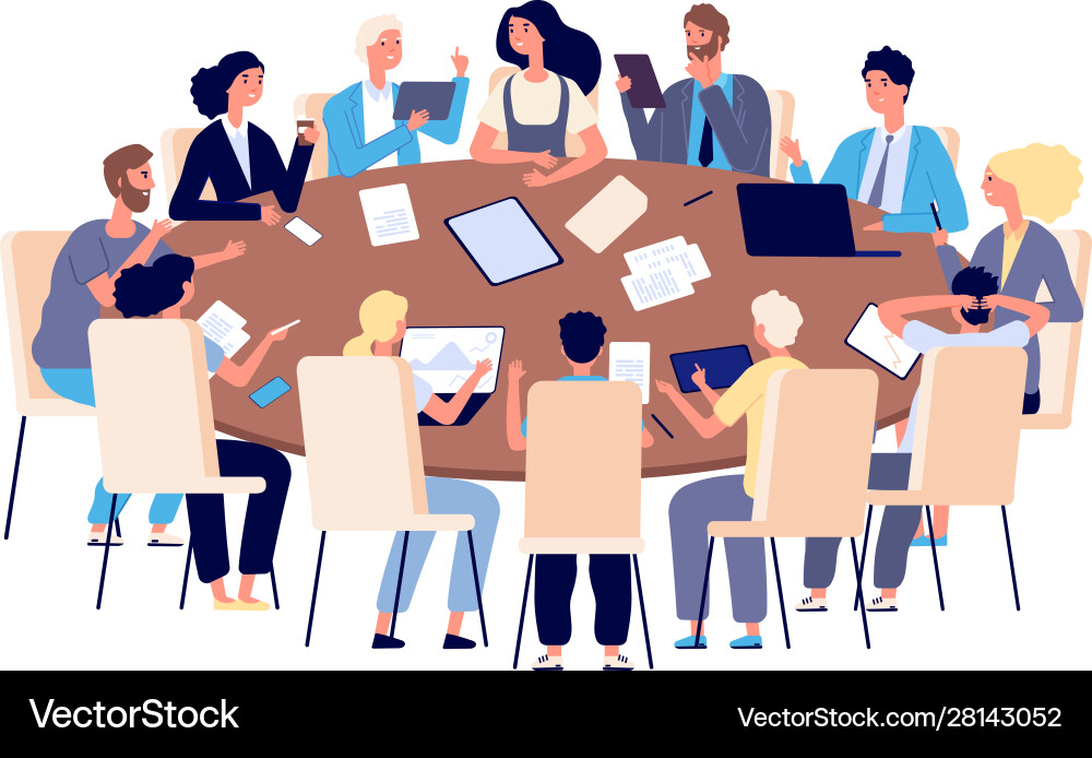 Meeting at table people discussing ideas Vector Image