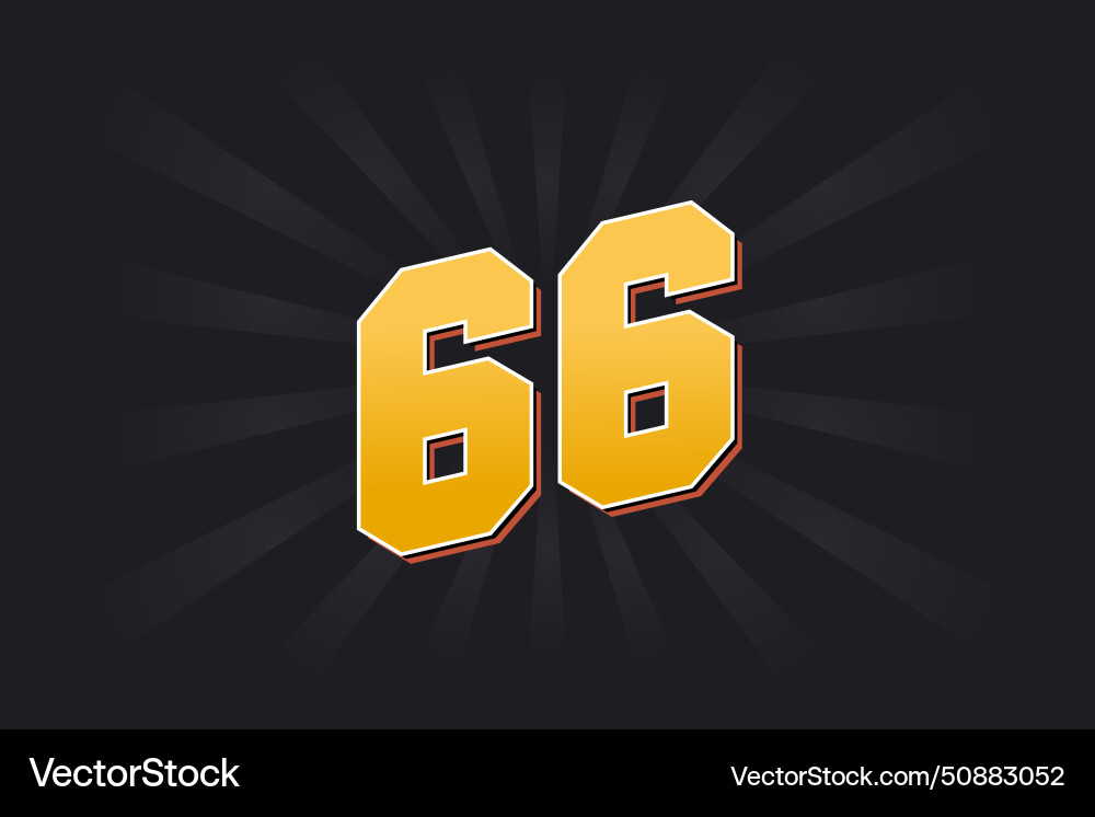 Number 66 font alphabet yellow Royalty Free Vector Image