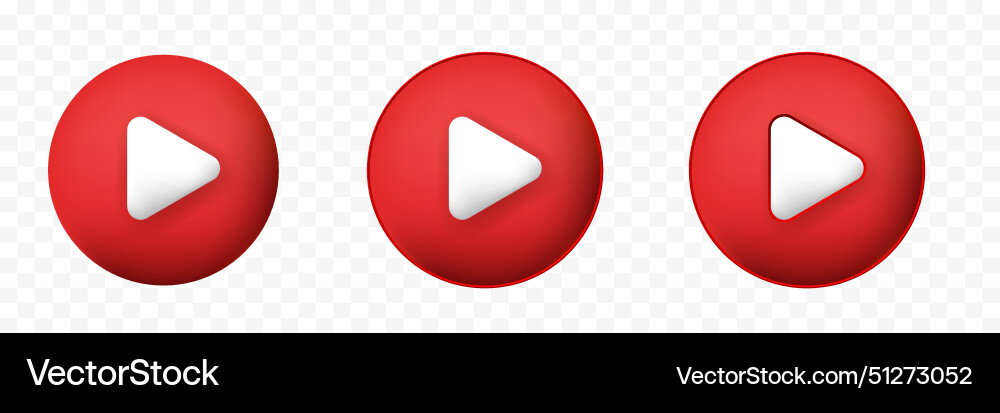 Red 3d play button logo icon Royalty Free Vector Image