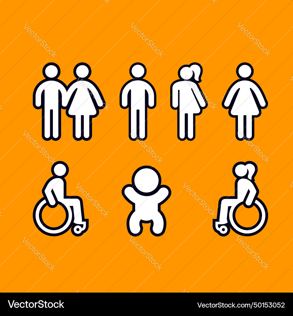 Restroom pictogram icon set Royalty Free Vector Image