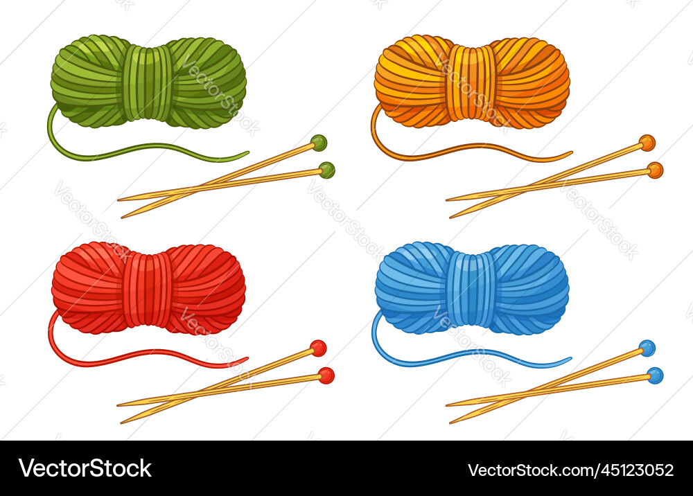 Skein wool yarn knit thread ball knitting needles Vector Image