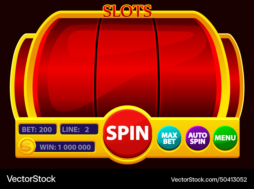 Slot machine golden and red lucky empty Royalty Free Vector
