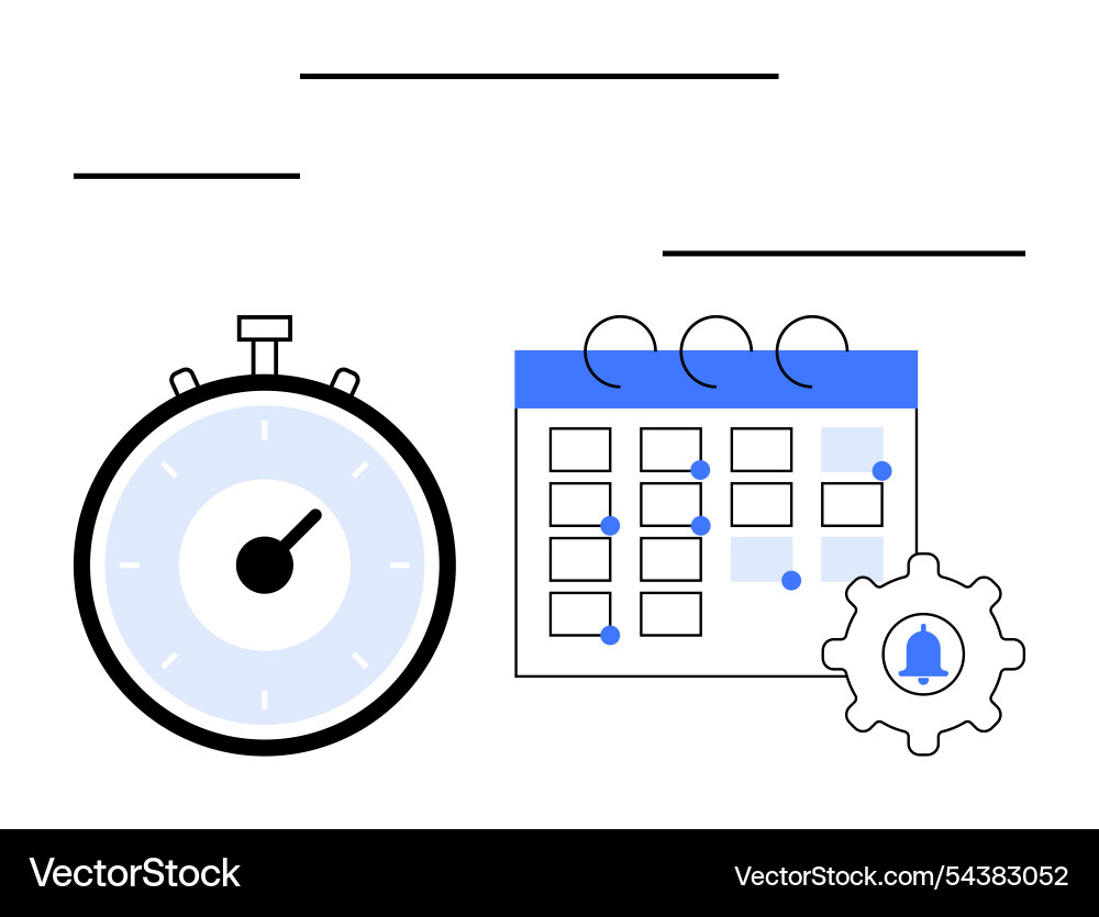 Time management stopwatch calendar and settings Vector Image