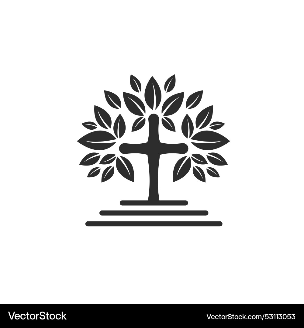 Church tree cross icon concept design template Vector Image