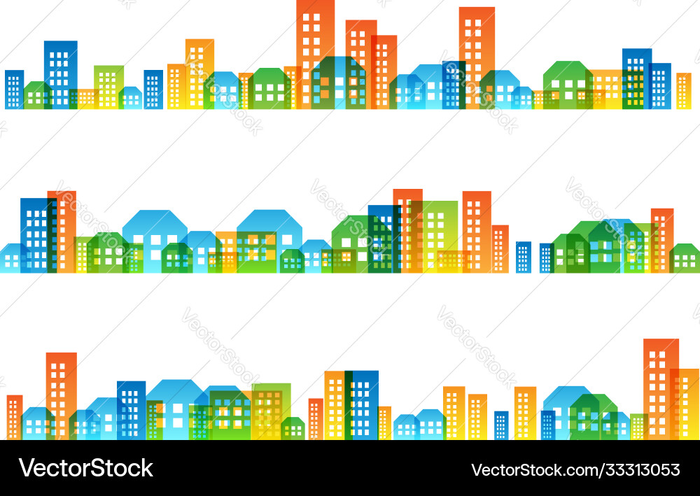 Colorful Cityscape Borders Royalty Free Vector Image