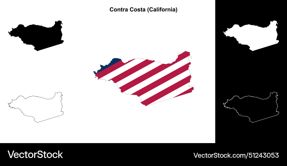 Contra costa outline map Royalty Free Vector Image