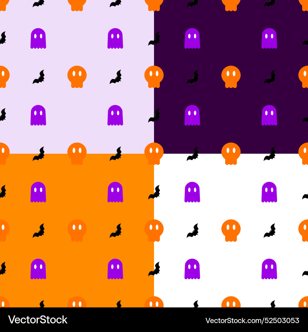 Halloween seamless pattern background set of cute Vector Image