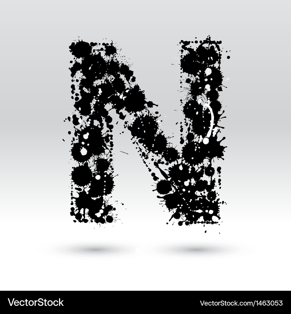 Letter n formed by inkblots Royalty Free Vector Image