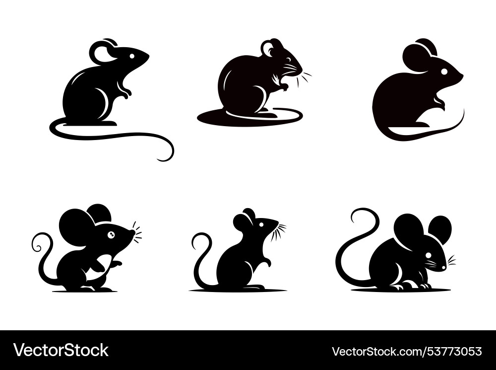 Mouse silhouette photo set Royalty Free Vector Image