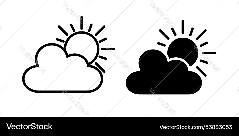 Partially cloudy icon set Royalty Free Vector Image