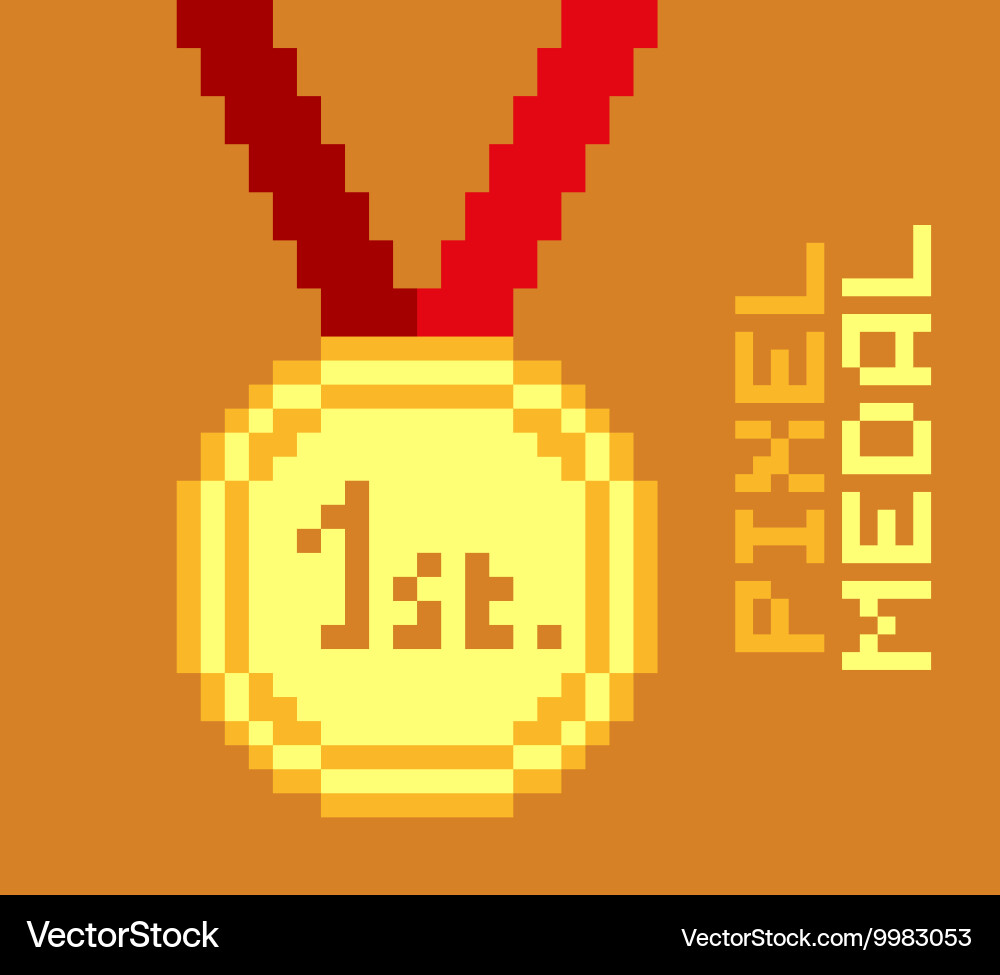 Pixel medal Royalty Free Vector Image - VectorStock