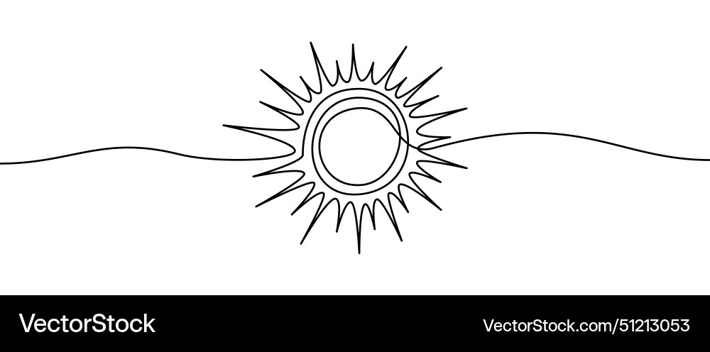 Sun shape drawing by continuos line thin Vector Image