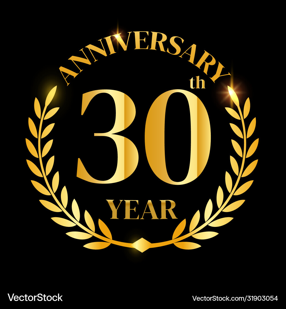 30th golden anniversary logo Royalty Free Vector Image
