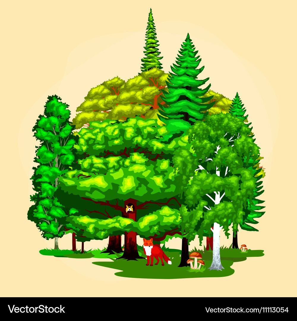 Cartoon set trees outdoor park Royalty Free Vector Image