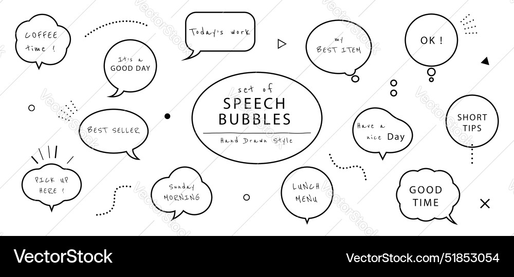 Hand drawn simple speech bubble set frame Vector Image