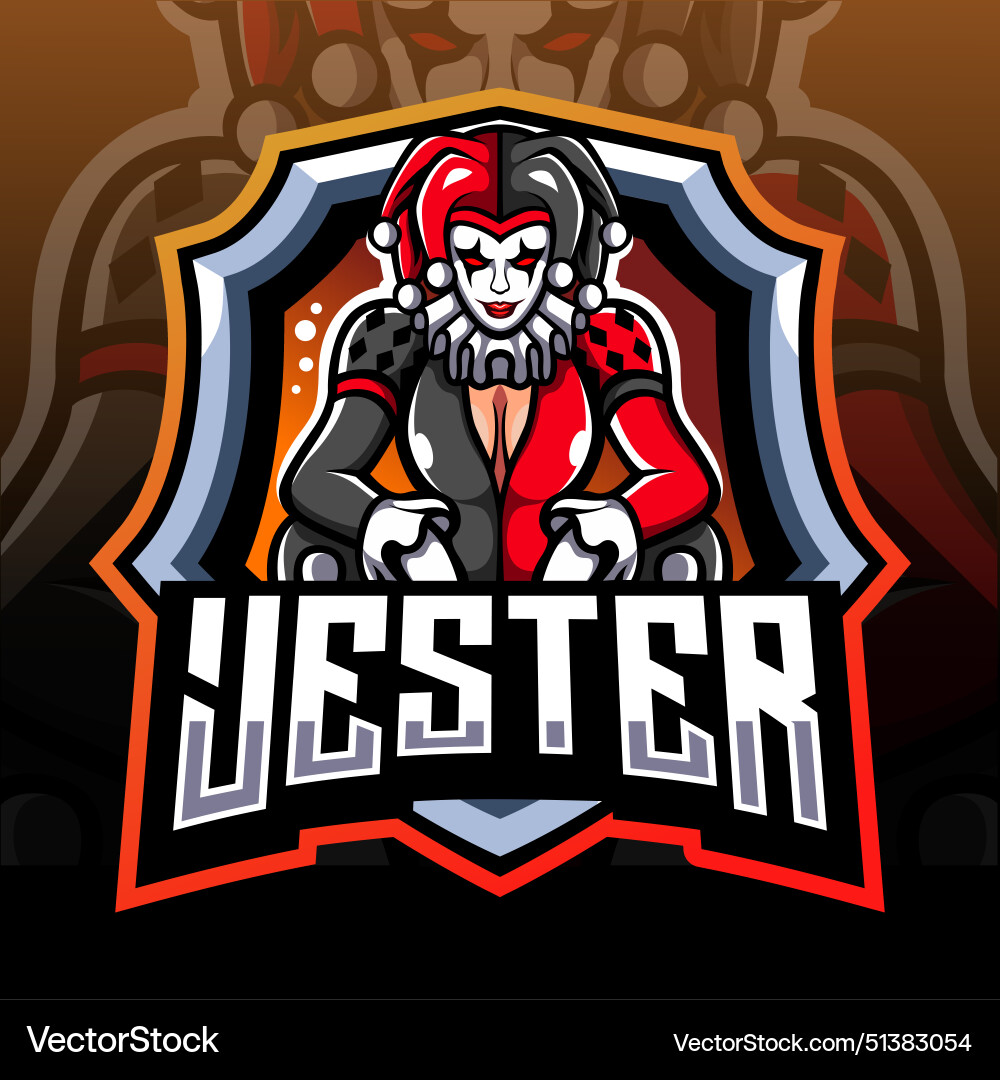 Jester mascot esport logo design Royalty Free Vector Image