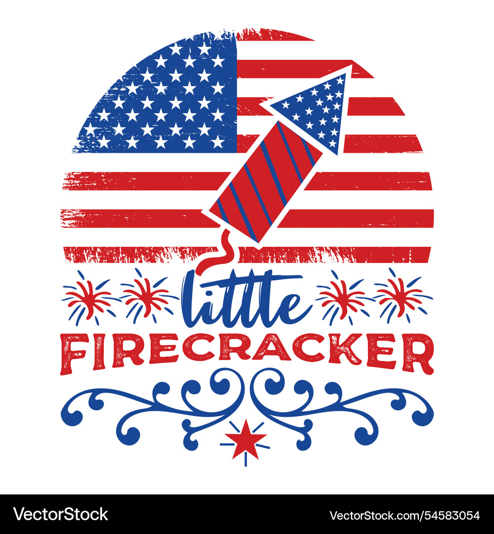 Little firecracker - 4th july typography Vector Image