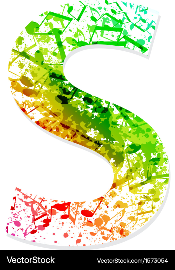 Music theme grungy font letter s Royalty Free Vector Image