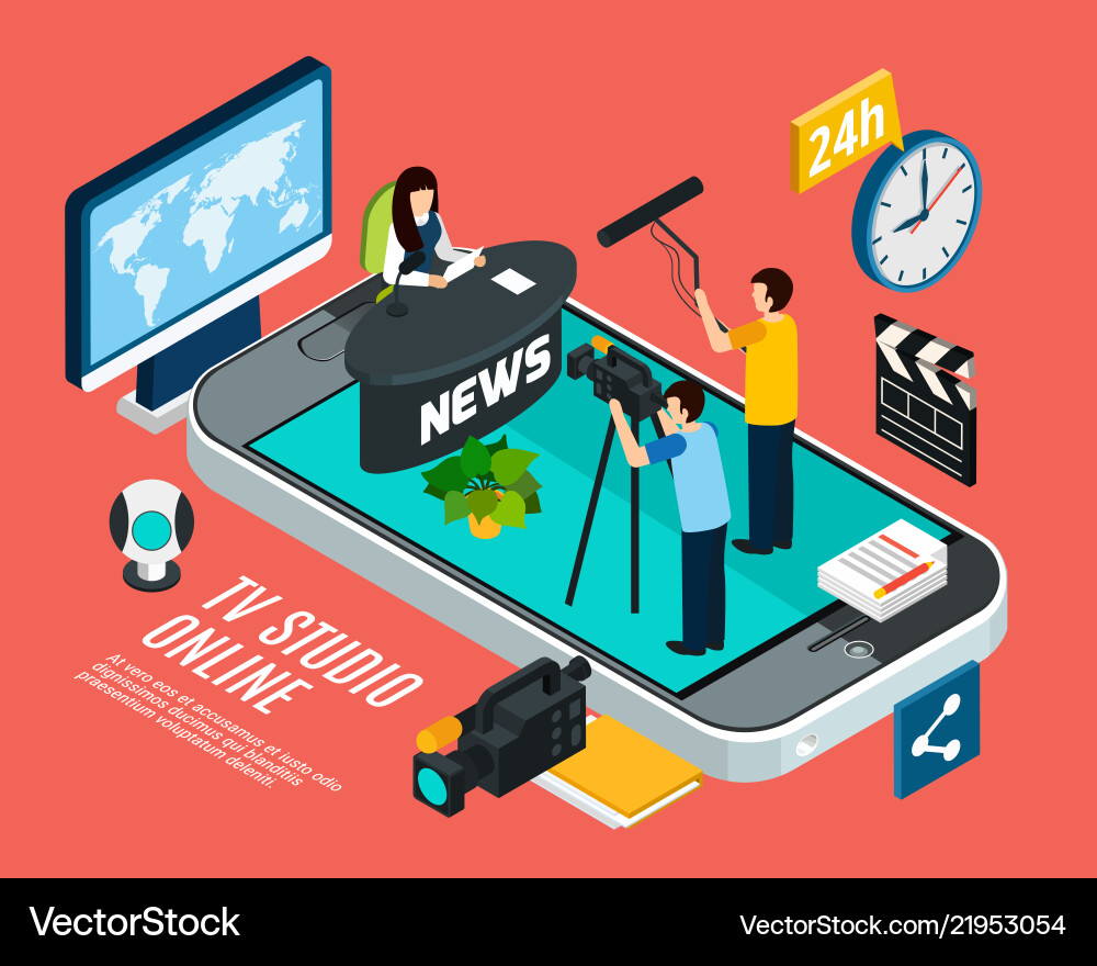 Online television news background Royalty Free Vector Image