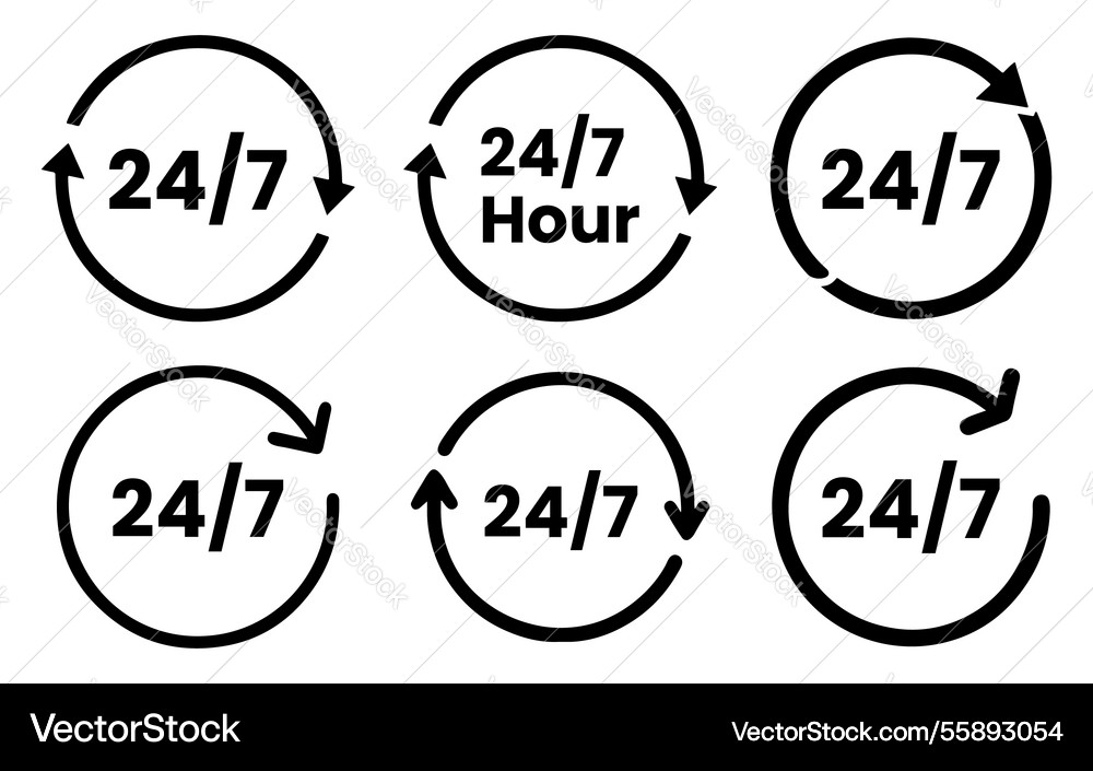 Set of 247 availability icon 24 hour service Vector Image