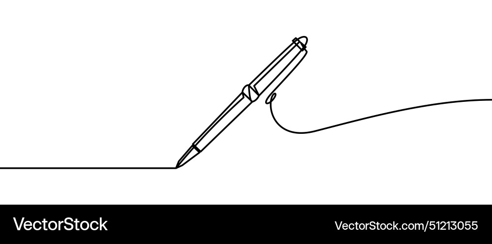 Ball pen shape drawing by continuos line thin Vector Image