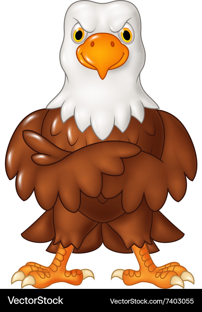 Cartoon funny eagle posing isolated Royalty Free Vector