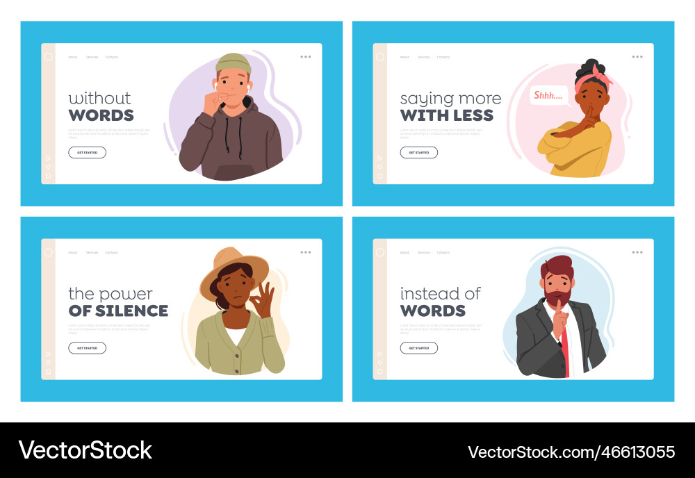 Characters expressing silence landing page Vector Image