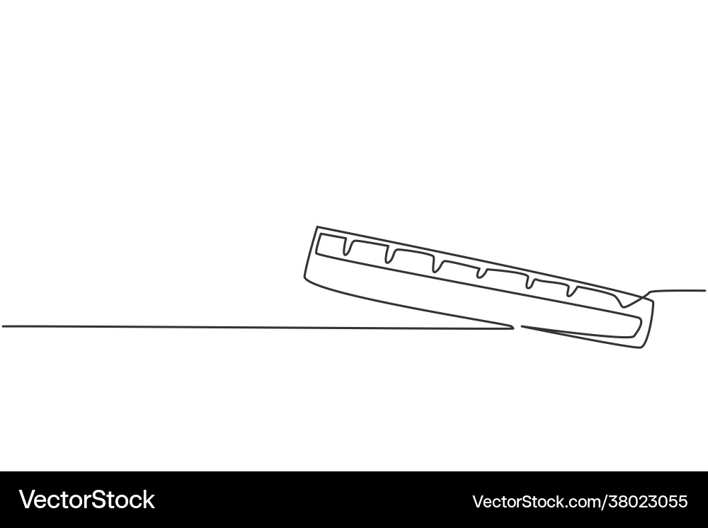 Continuous one line drawing plastic ruler Vector Image