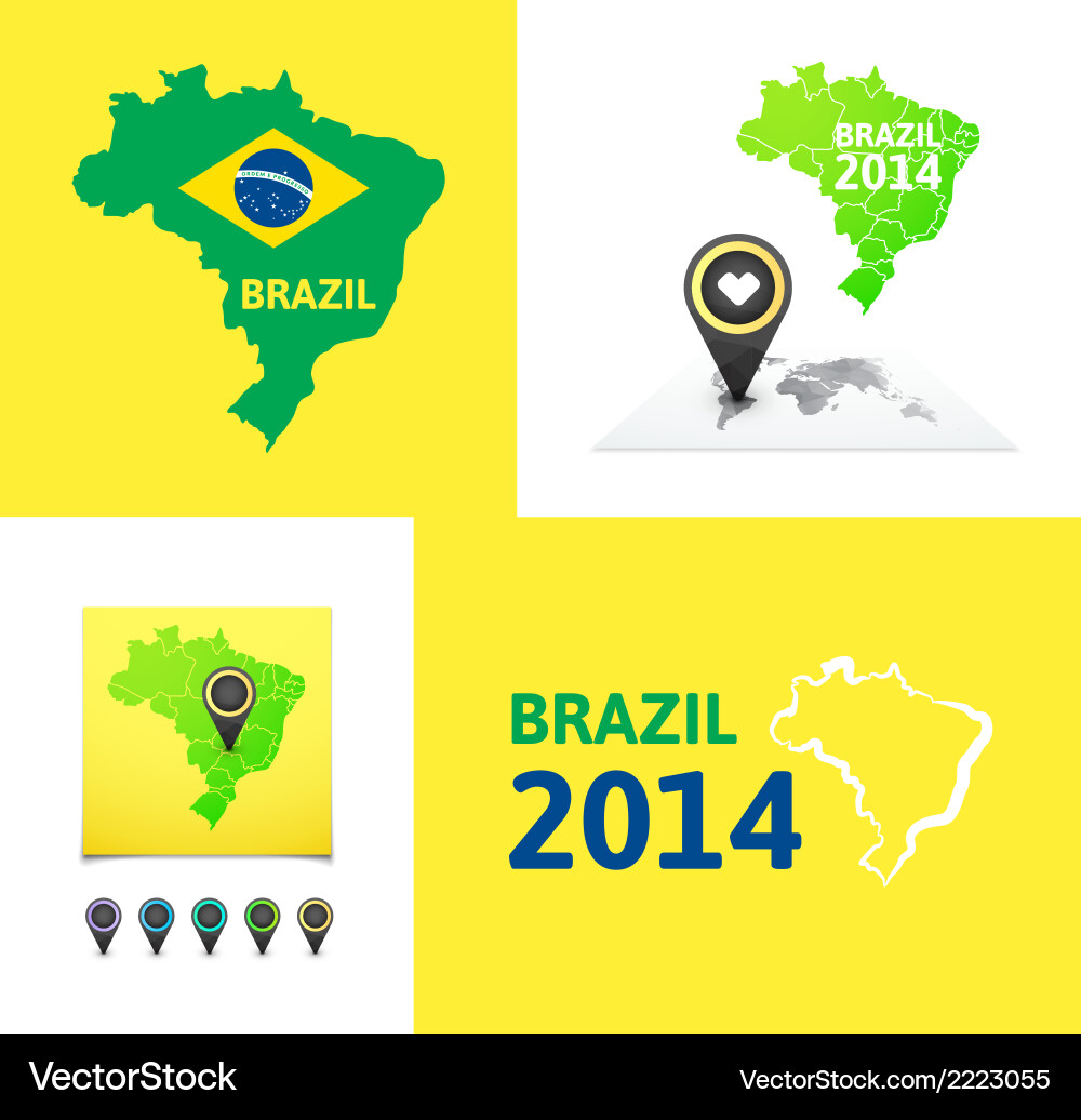 Flat simple brazil map Royalty Free Vector Image