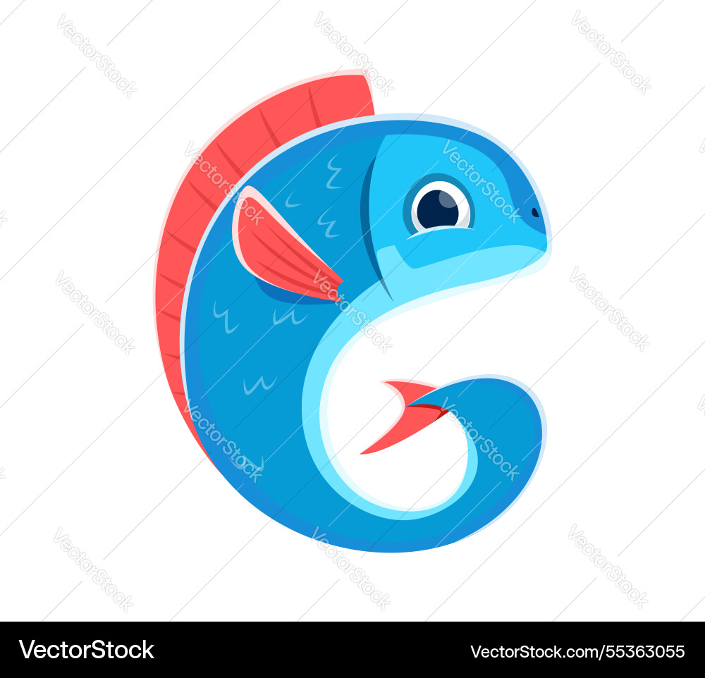 Font summer travel type letter g fish typeface Vector Image