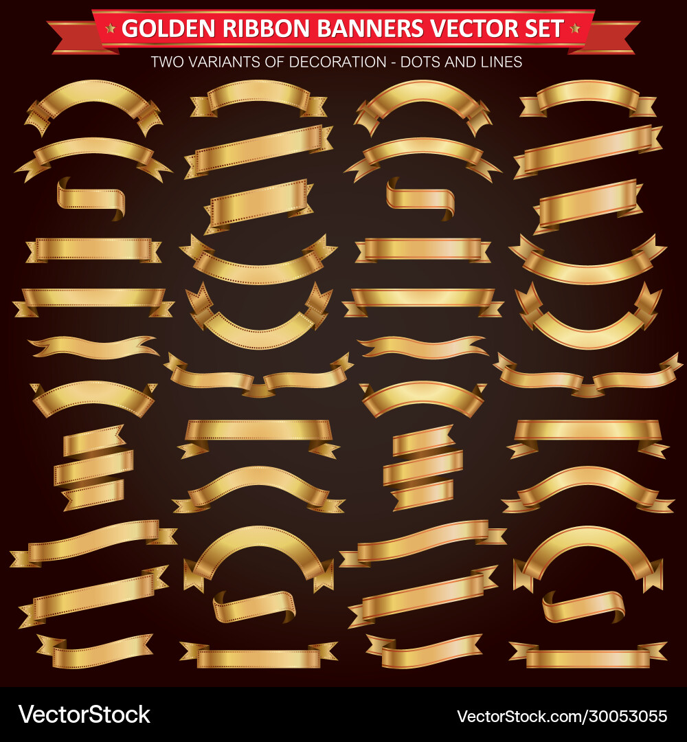 Golden ribbon banners collection Royalty Free Vector Image