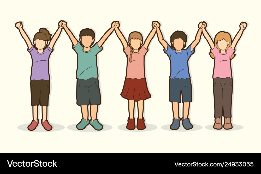 Cartoon Group Of People Holding Hands