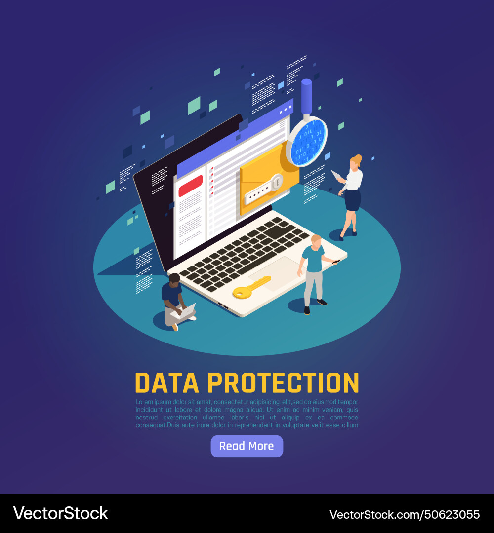 Laptop data protection background Royalty Free Vector Image