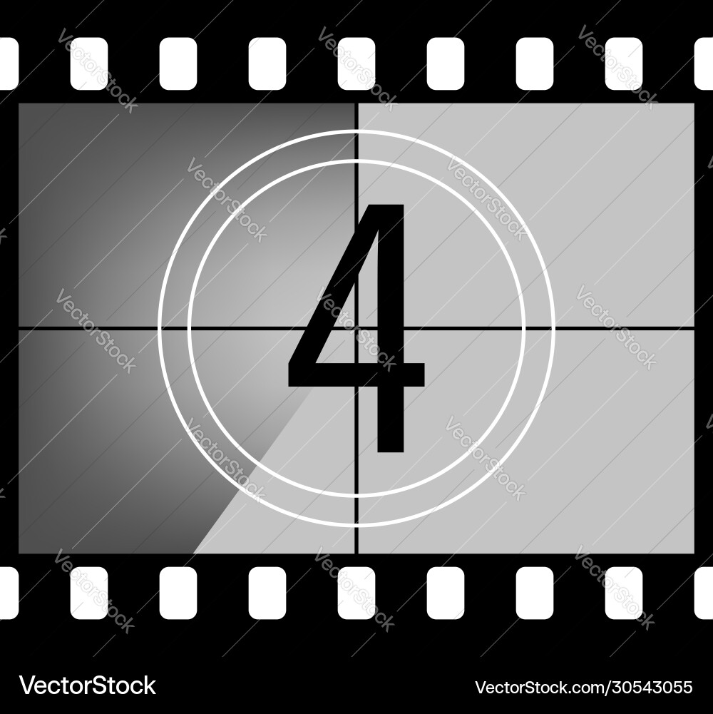 Movie countdown number 4 Royalty Free Vector Image