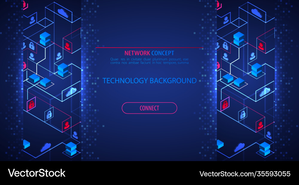 Network concept isometric theme for your business Vector Image