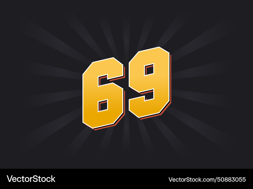 Number 69 font alphabet yellow Royalty Free Vector Image