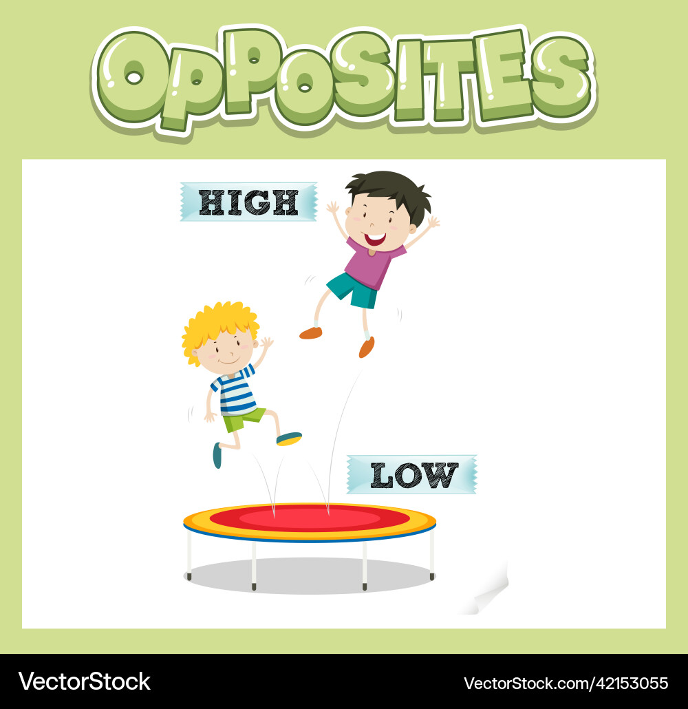 Opposite english words with high and low Vector Image