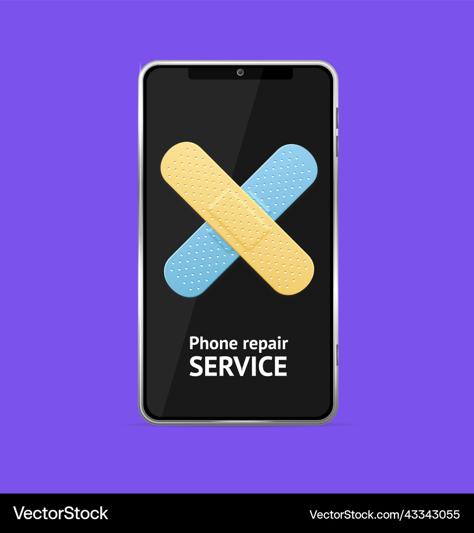 Realistic detailed 3d mobile phone damage repair Vector Image